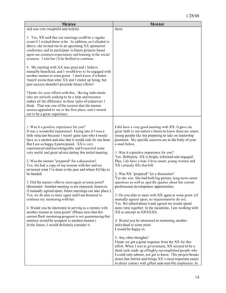 Flash Mentoring - Side By Side Evaluation Feedback Summary - Redacted 1 ...