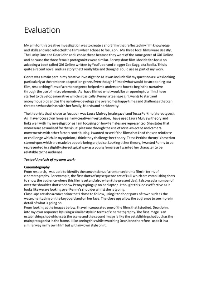 Evaluation film | DOCX