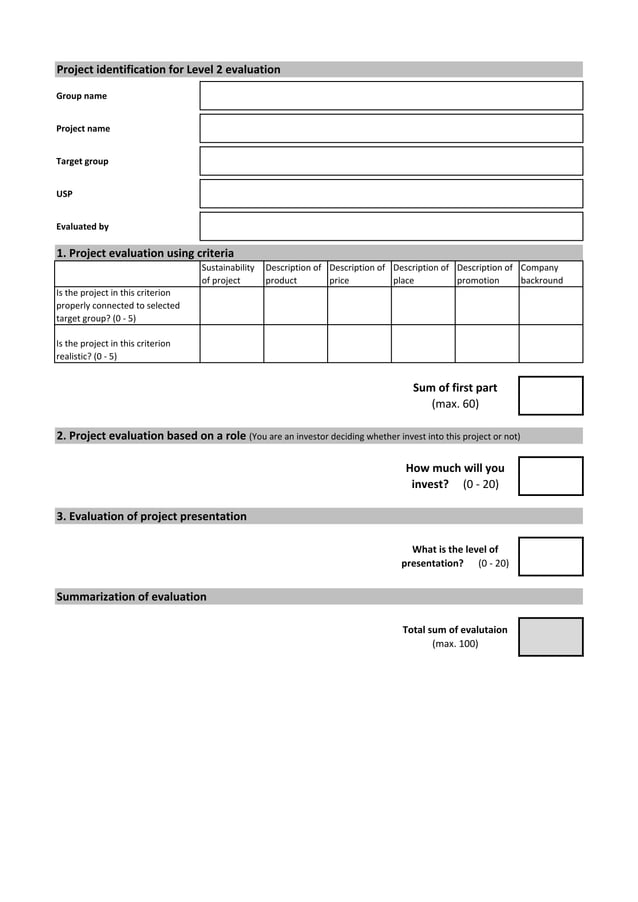 Evaluation form level 2 | PDF