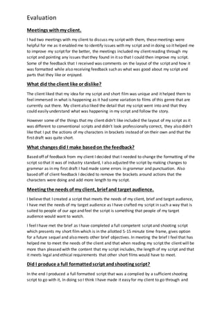 Evaluation for script | DOCX