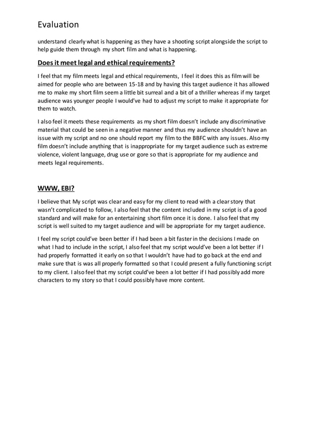 Evaluation for script | DOCX