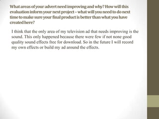 Evaluation for the entire advertisement project | PPTX