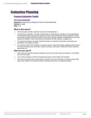 Evaluation Guide of Guides | PDF