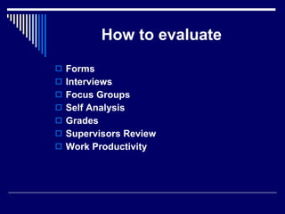 Program Evaluation Handouts | PPT