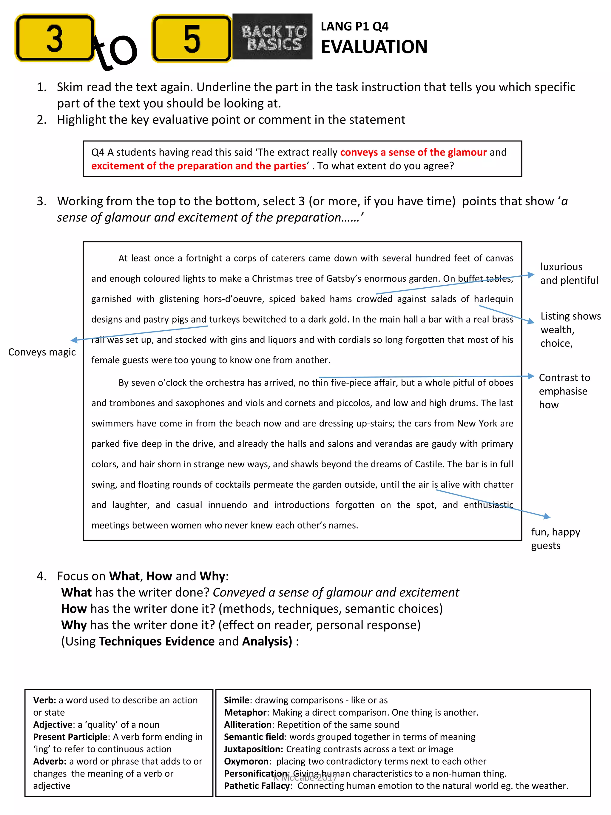 Evaluation Language Paper 1 Q4 AQA | PPTX