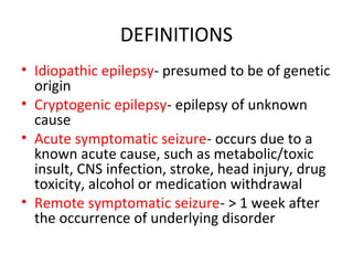 Evaluation and Management of Epilepsy | PPT