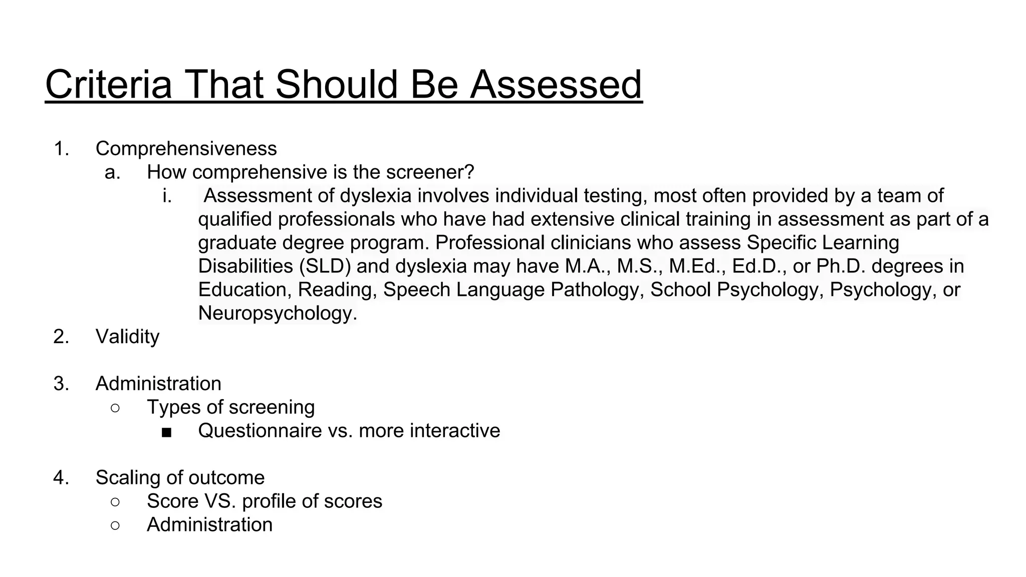 Evaluation matrix psych 391 | PPT