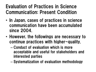 Evaluation methodology of practices of science communication | PPT