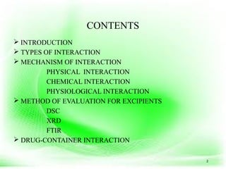 Evaluation methods for drug excipients and container interaction | PPT