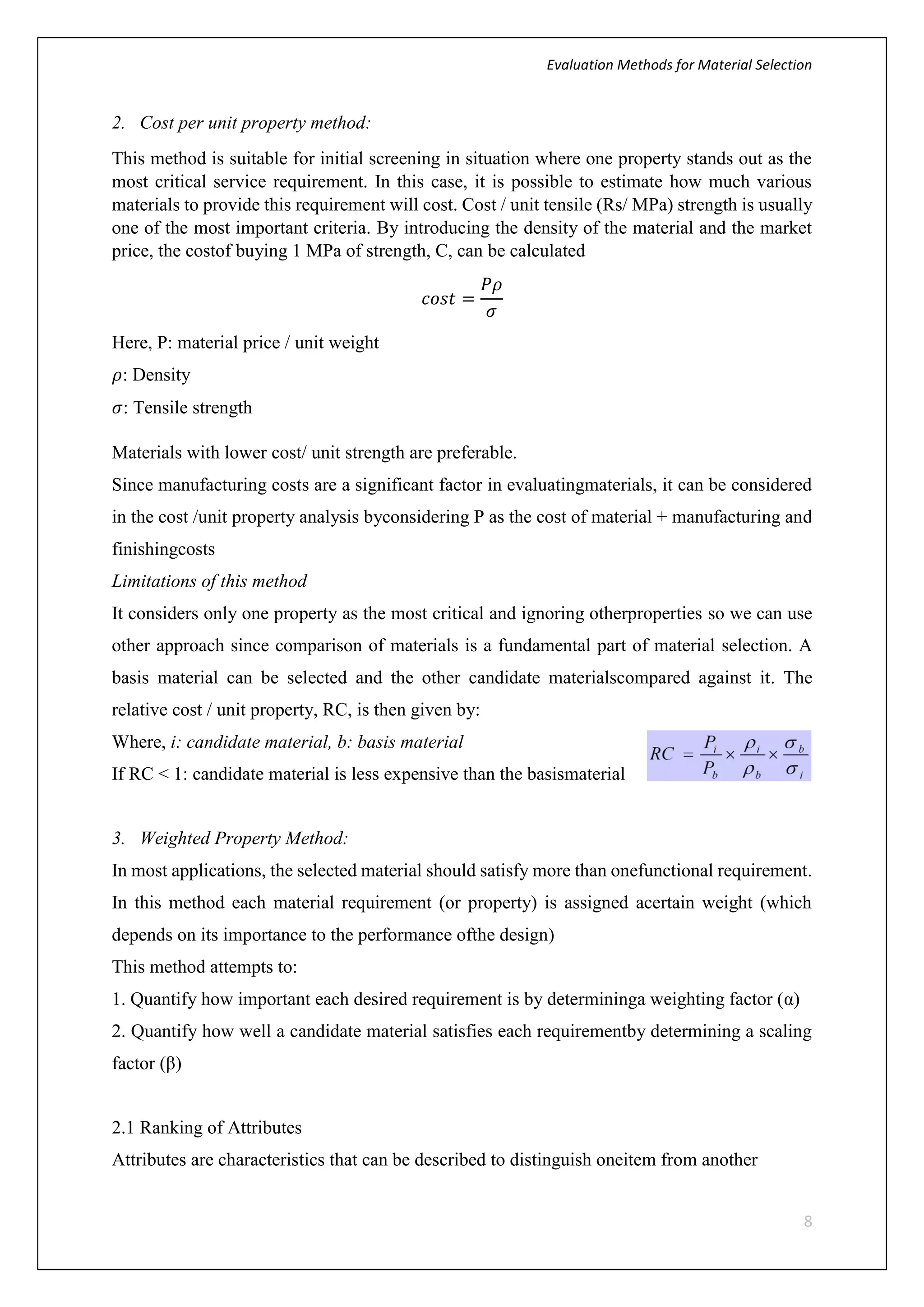 Evaluation Methods for Material Selection with Case Study | PDF