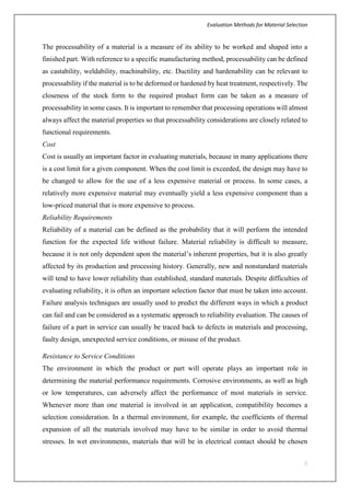 Evaluation Methods for Material Selection with Case Study | PDF