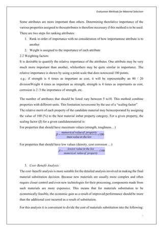 Evaluation Methods for Material Selection with Case Study | PDF
