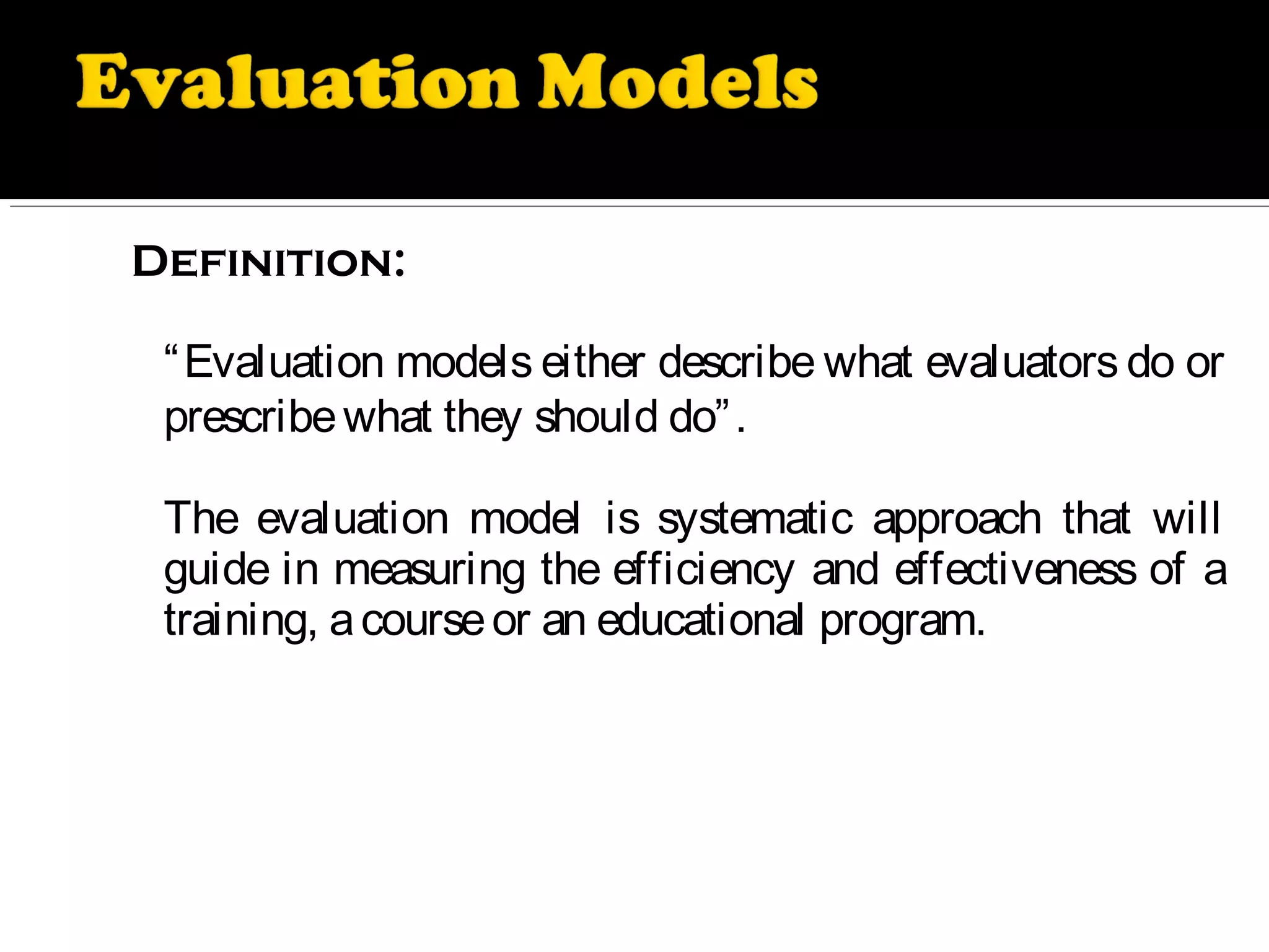 Evaluation models | PPT