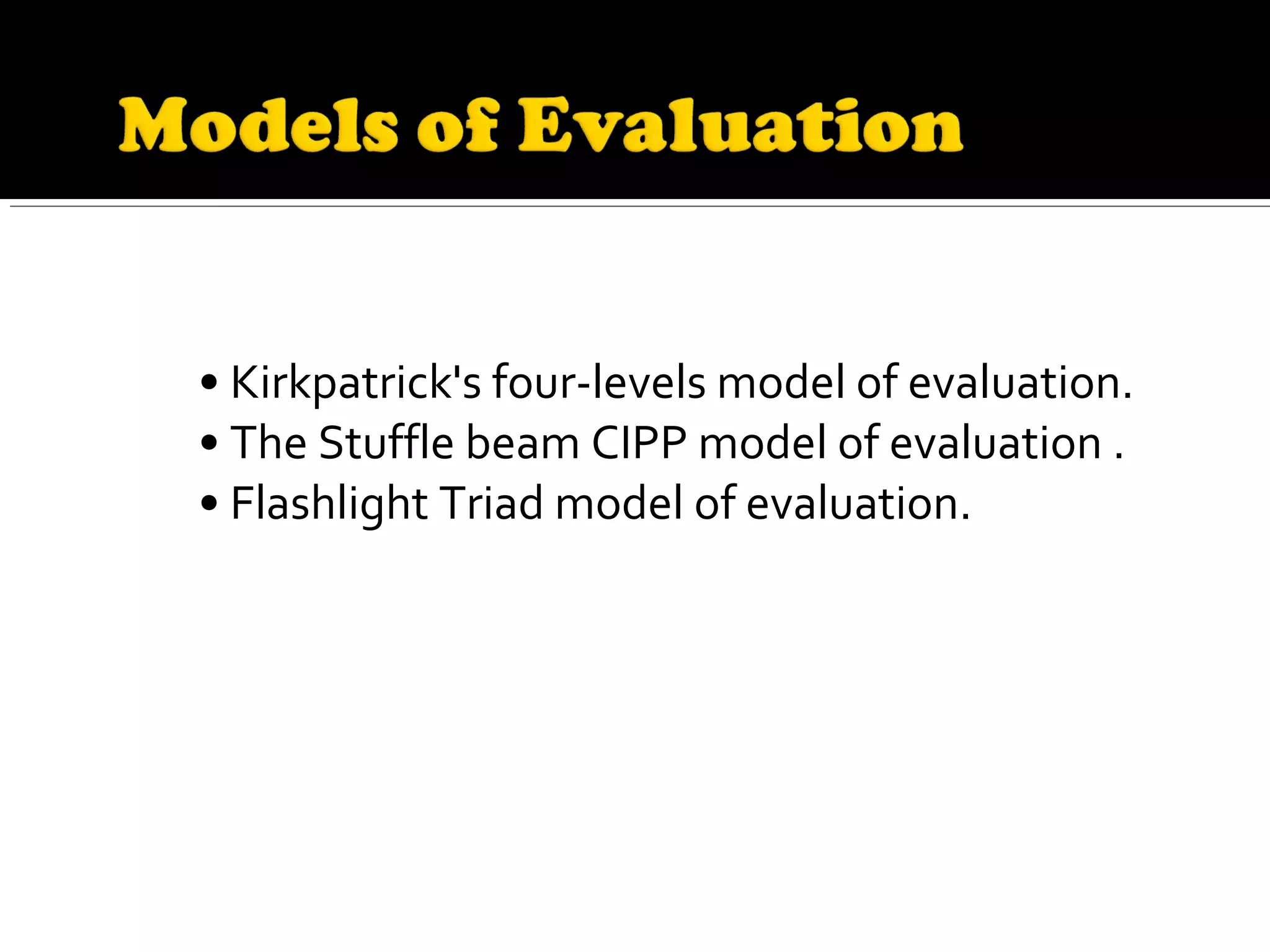 Evaluation models | PPT