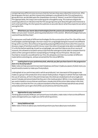 Evaluation notes | DOCX | Cameras and Camcorders | Consumer Electronics