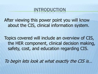 Evaluation of a clinical information system (cis) | PPTX