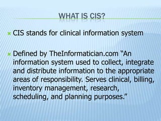 Evaluation of a clinical information system (cis) | PPTX | Healthcare ...