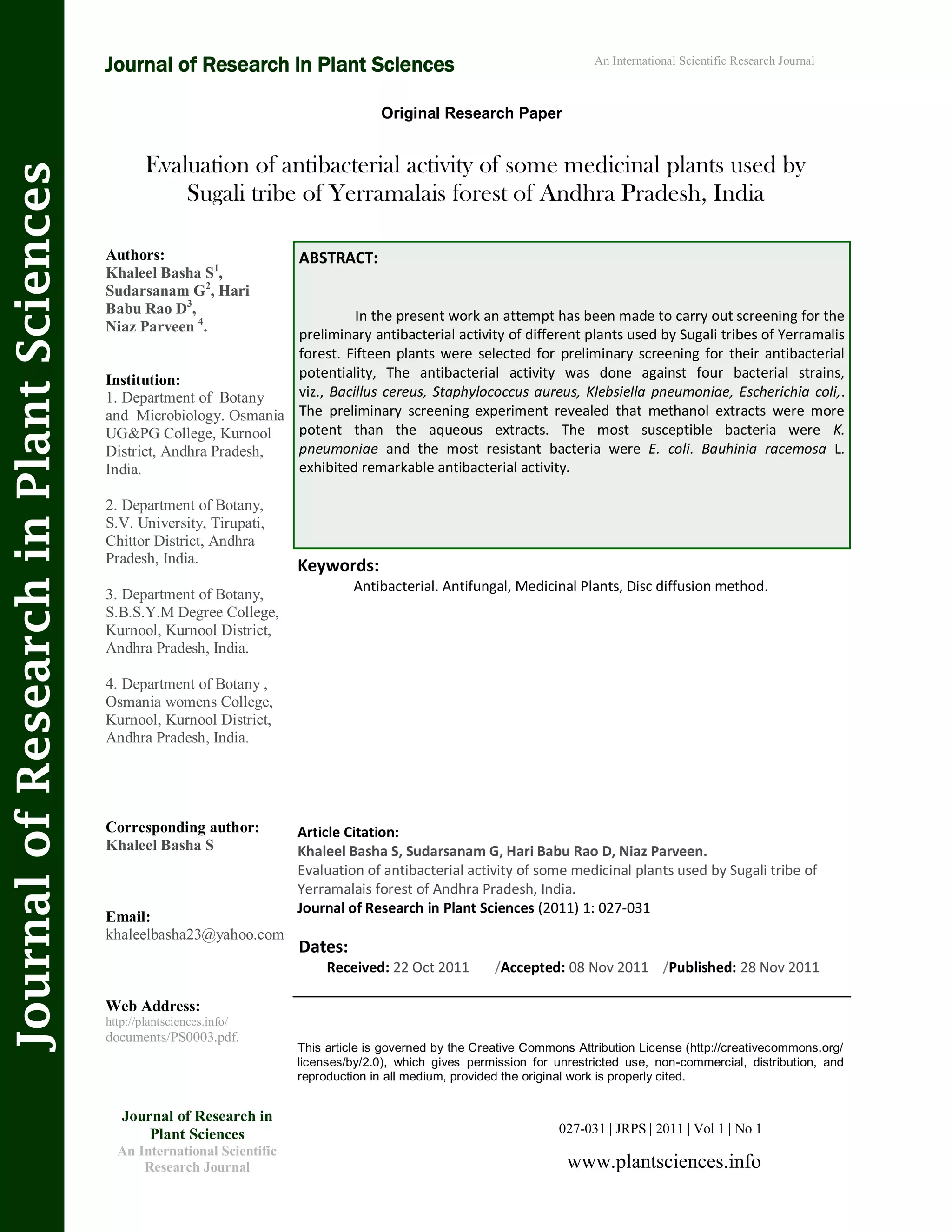 Evaluation Of Antibacterial Activity Of Some Medicinal Plants Used By