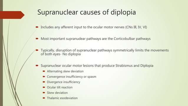 Evaluation of a patient with diplopia | PPTX | Eye and Vision Conditions | Diseases and Conditions