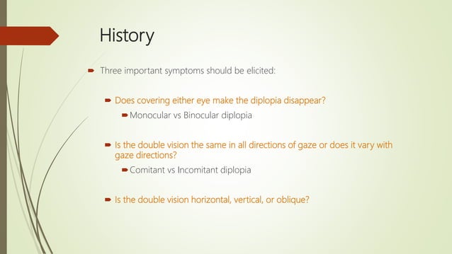 Evaluation of a patient with diplopia | PPTX | Eye and Vision Conditions | Diseases and Conditions