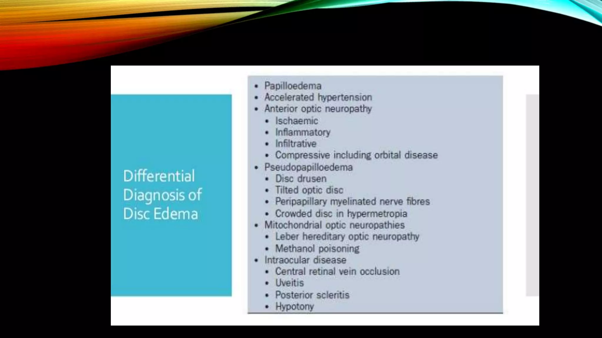Evaluation of a patient with disc edema | PPTX