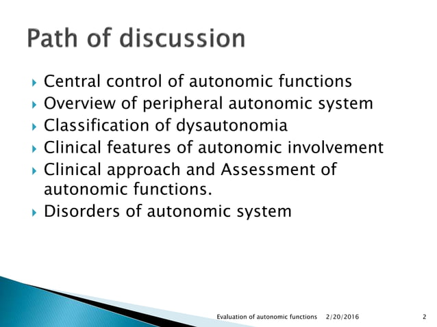 Evaluation Of Autonomic Nervous System Pptx