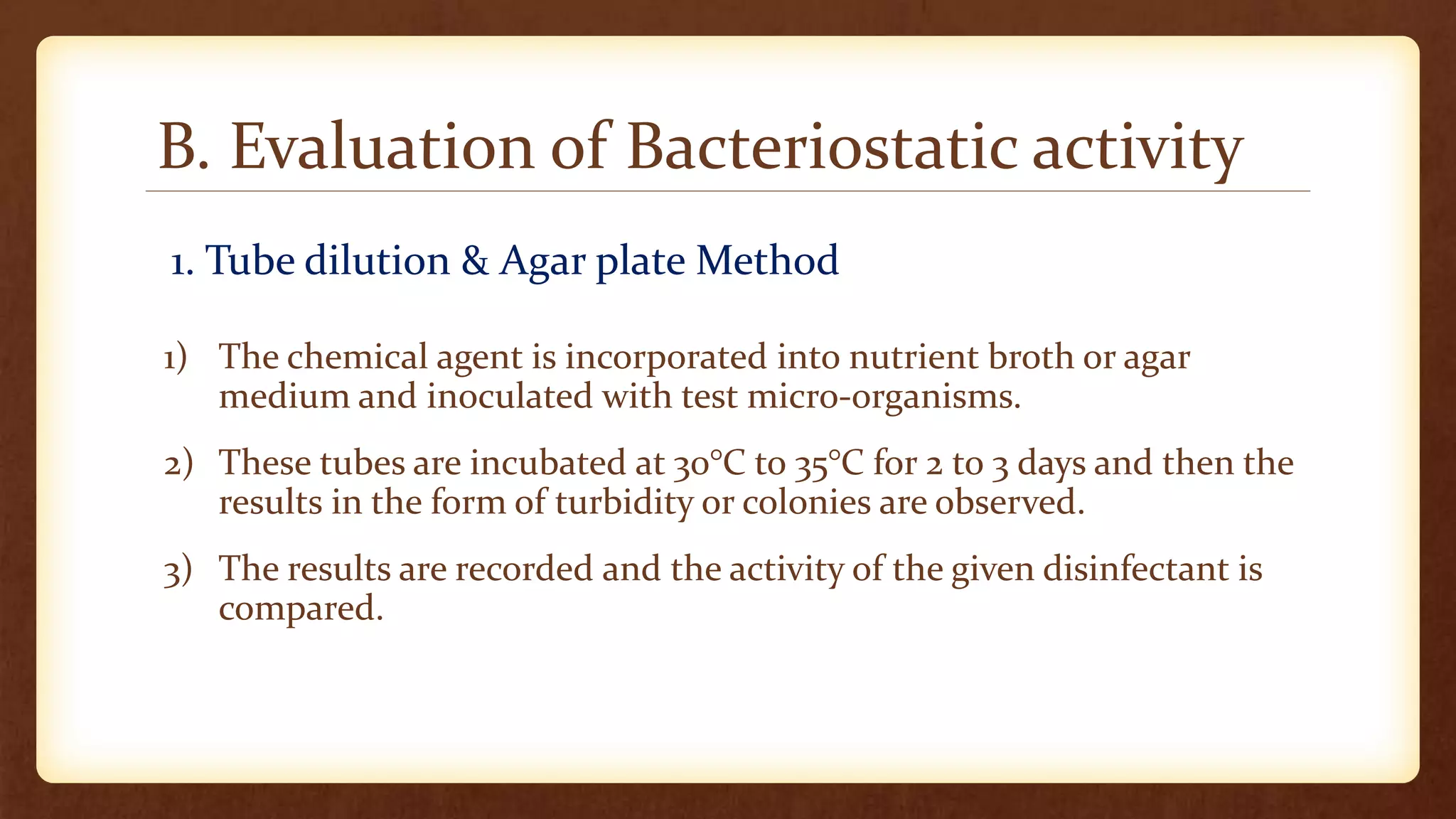 Evaluation of Bactericidal and Bacteriostatic | PPTX