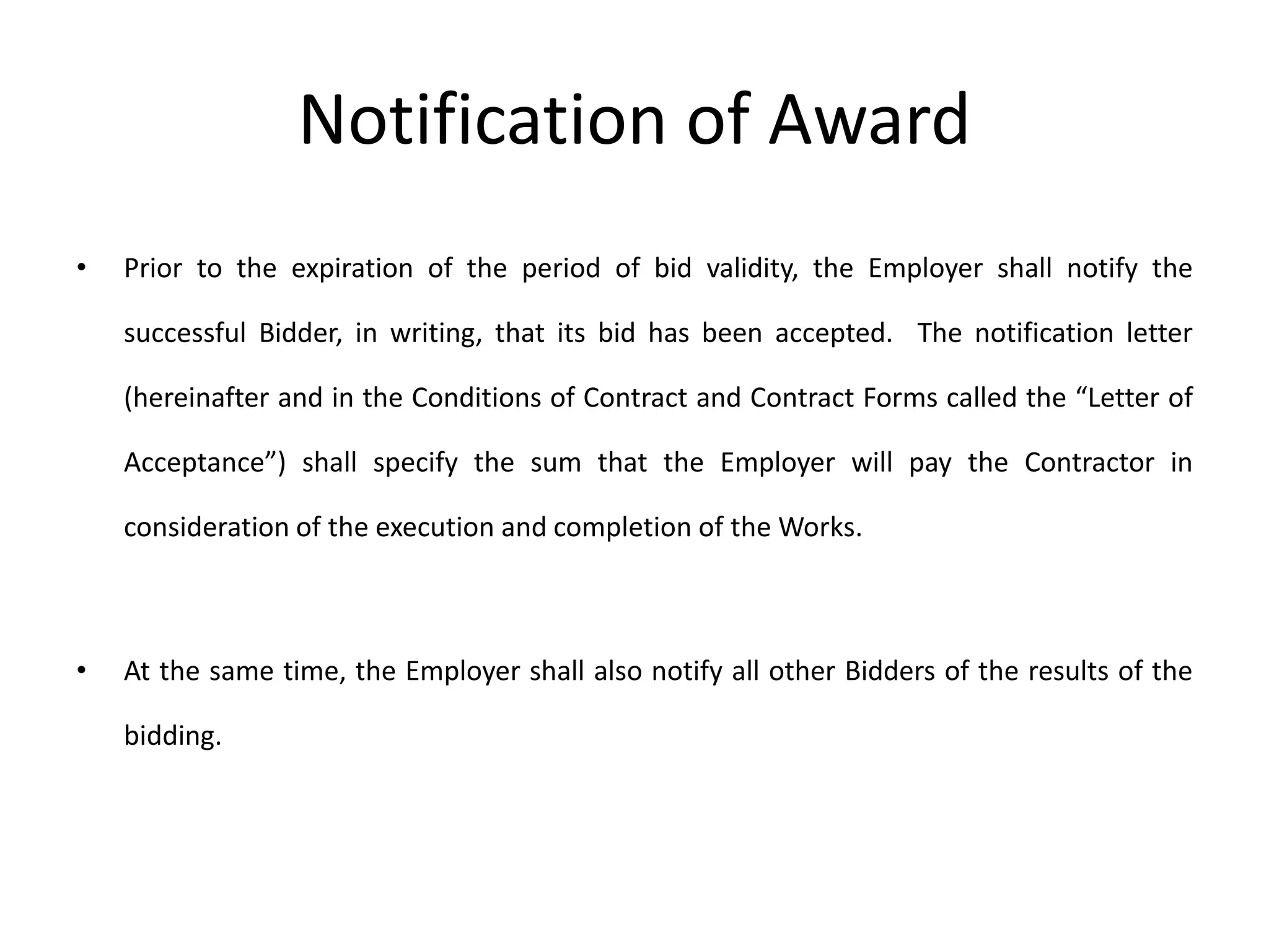 EVALUATION OF BID & AWARDING OF WORK | PPTX