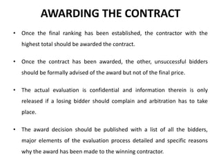 EVALUATION OF BID & AWARDING OF WORK | PPTX | Business | Business and ...