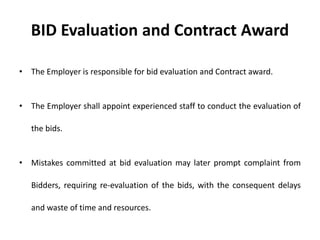 EVALUATION OF BID & AWARDING OF WORK | PPTX