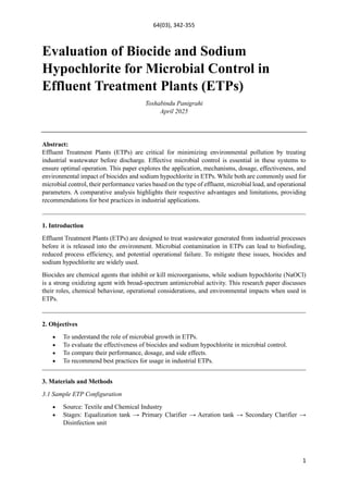 Evaluation of Biocide and Sodium Hypochlorite for Microbial Control in ...