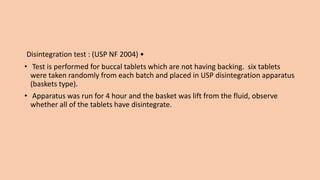 Evaluation of buccal drug delivery system ppt main | PPTX