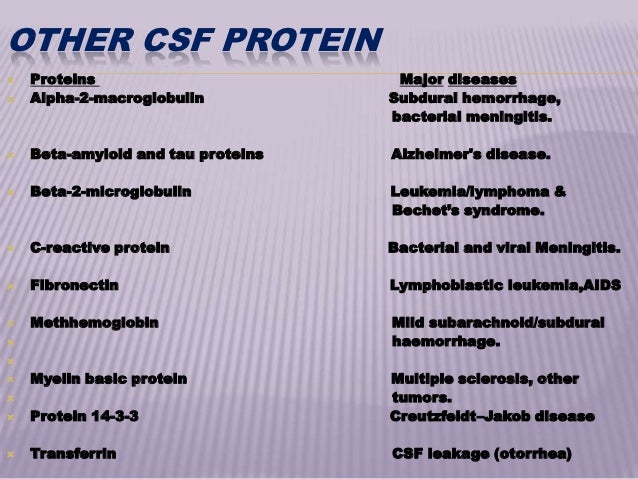 Evaluation of csf