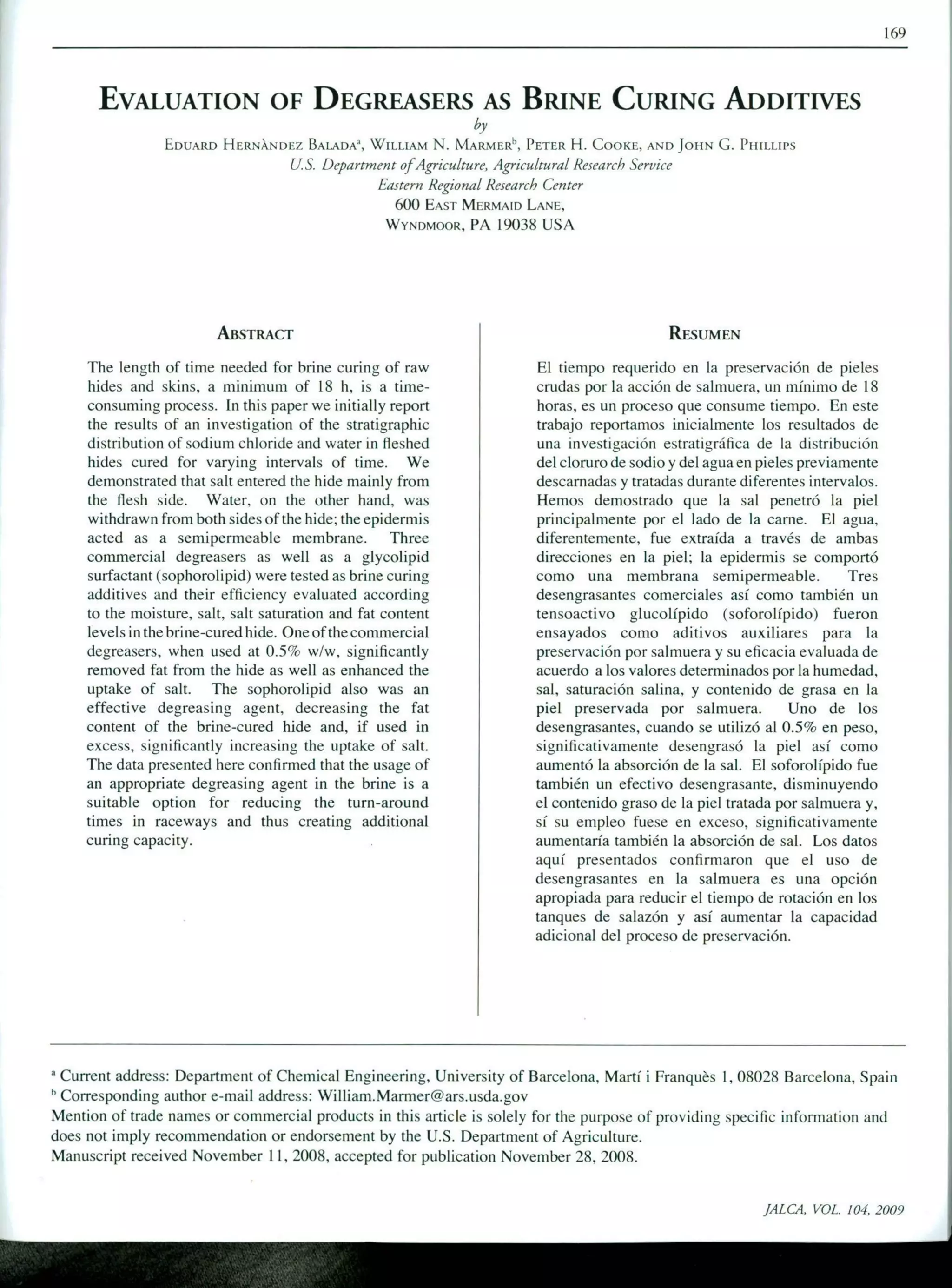Evaluation of degreasers as brine curing additives | PDF