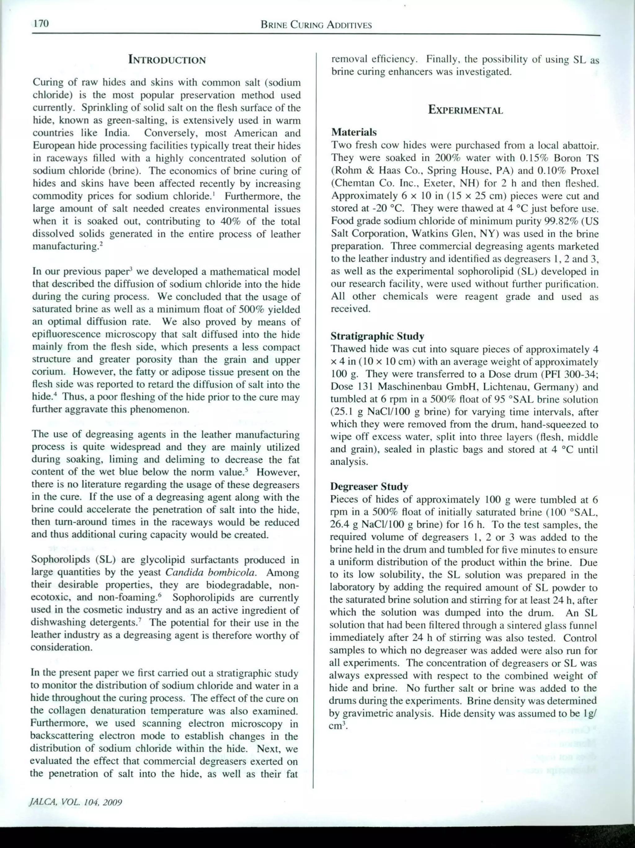 Evaluation of degreasers as brine curing additives | PDF