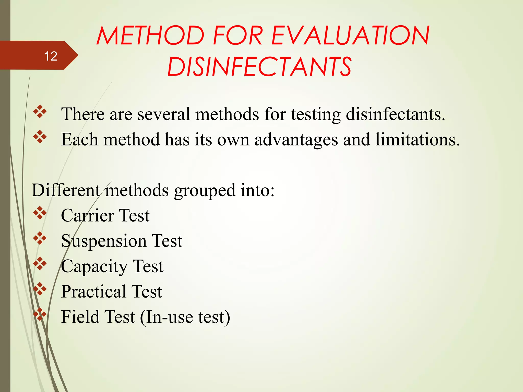 Evaluation of disinfectant | PPT