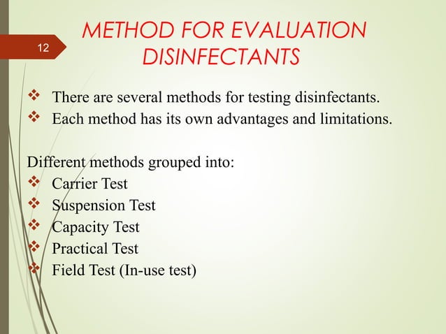 Evaluation Of Disinfectant
