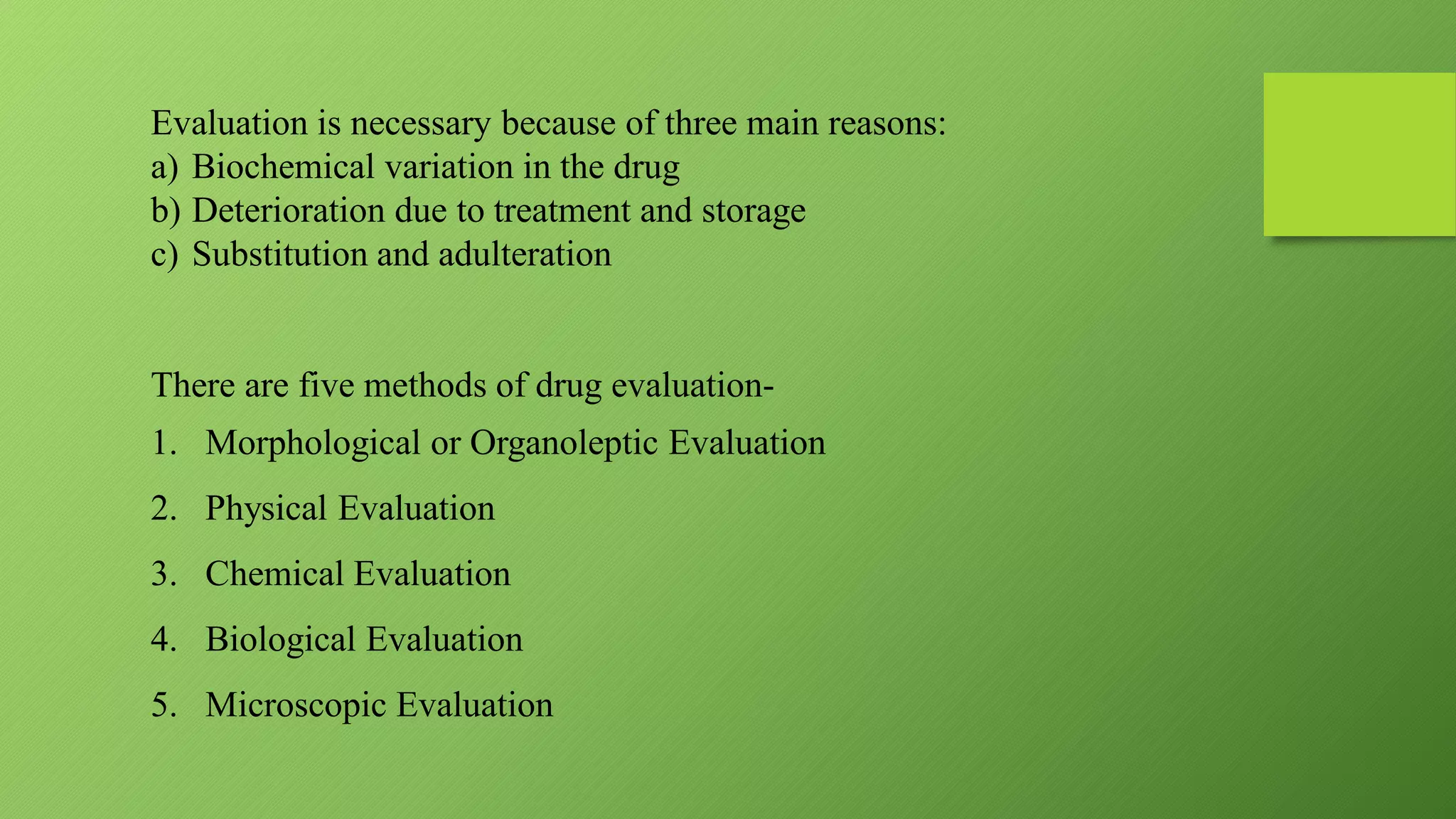 Evaluation of crude drugs | PDF