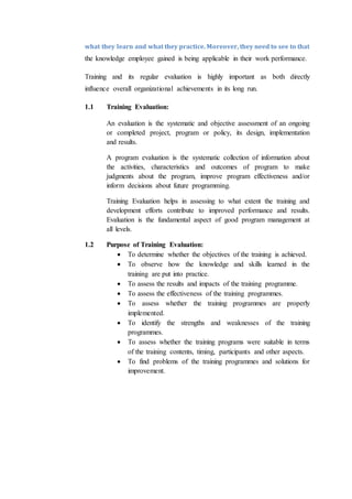 Evaluation of effectiveness of the Training Programme | DOCX