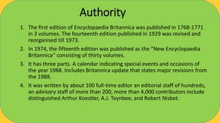 Evaluation of encyclopaedia of britannica | PPTX