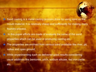 Evaluation of foundry raw materials | PPTX
