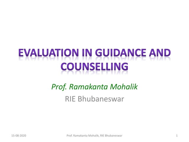Evaluation of Guidance and Counselling | PPTX | Educational Assessment ...