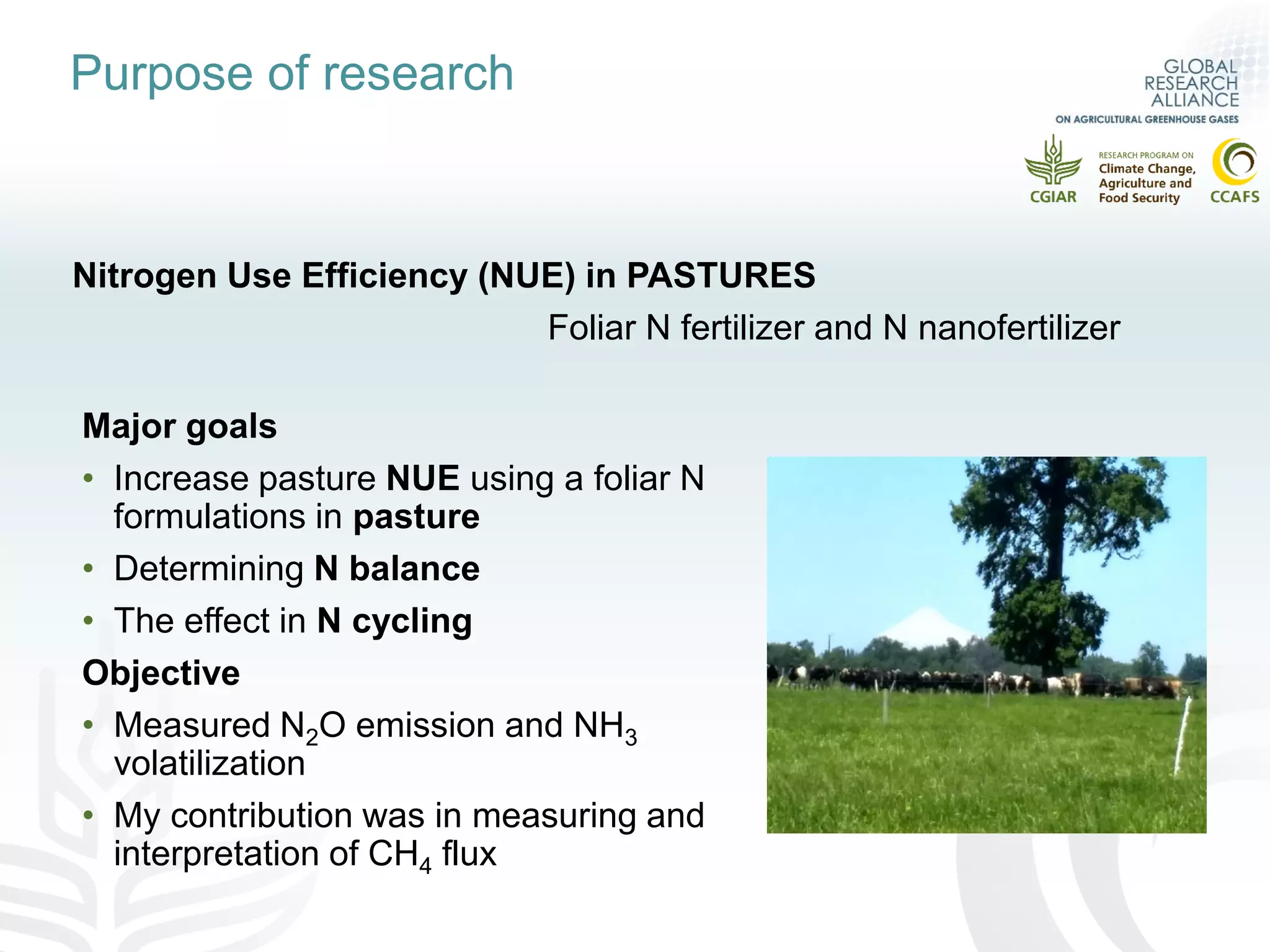 Evaluation of GHG in pastures with foliar N fertilizers | PPT