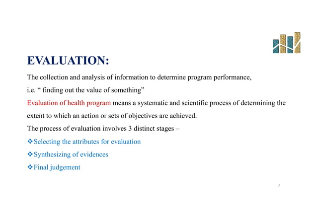 Evaluation of health program. | PDF