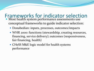Evaluation of health systems performance: the role of Health Systems ...