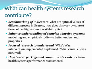 Evaluation of health systems performance: the role of Health Systems ...