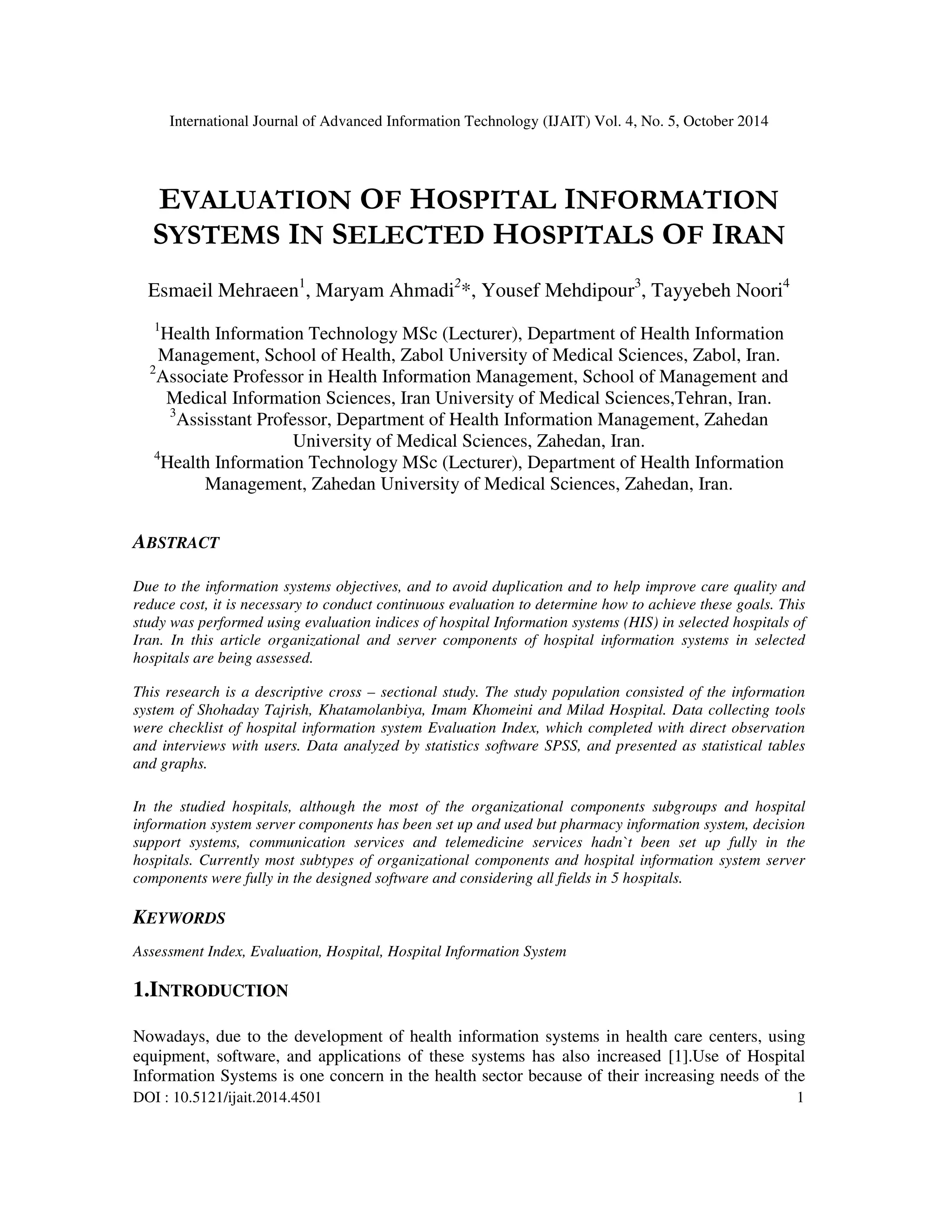 Evaluation of hospital information | PDF