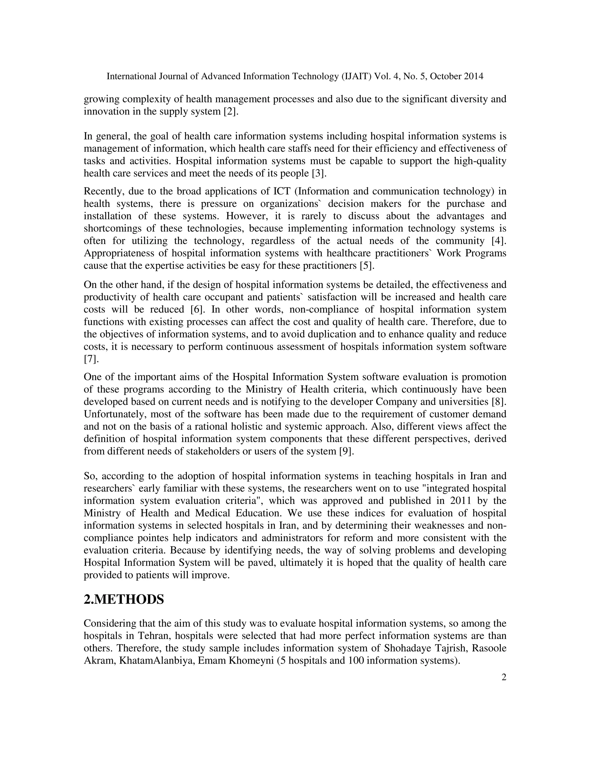 Evaluation of hospital information | PDF