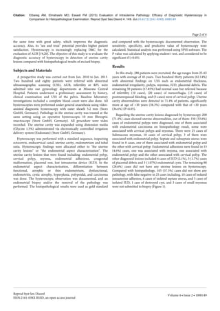 Evaluation of intrauterine pathology efficacy of diagnostic ...