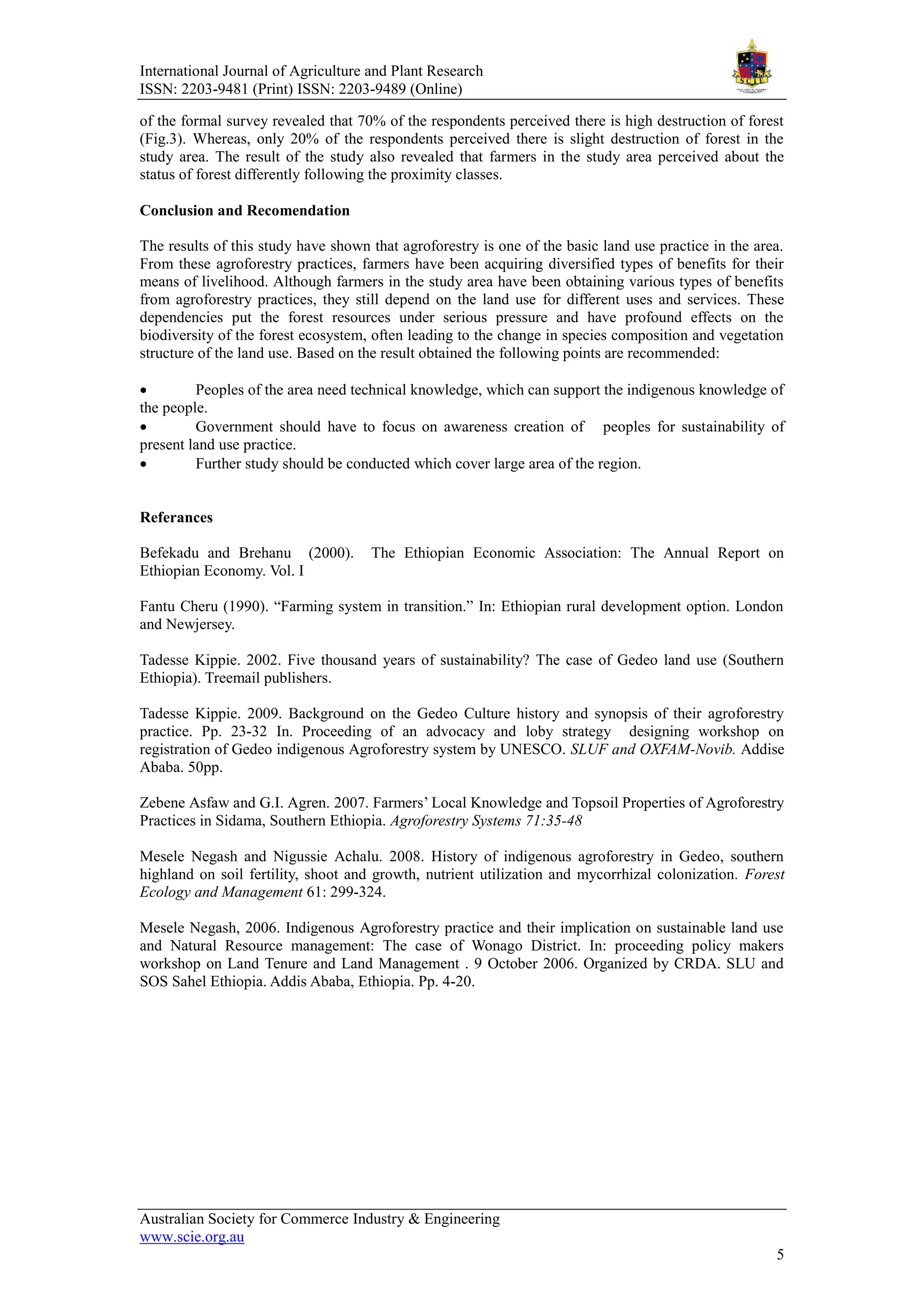Evaluation of land use practice and its future consequence on dilla ...
